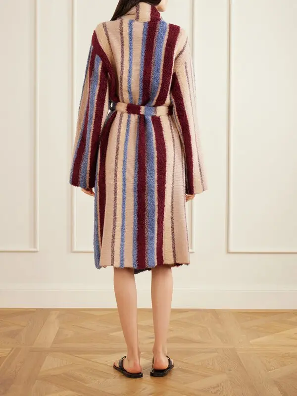 THE ELDER STATESMAN Striped Cashmere And Silk-blend Robe