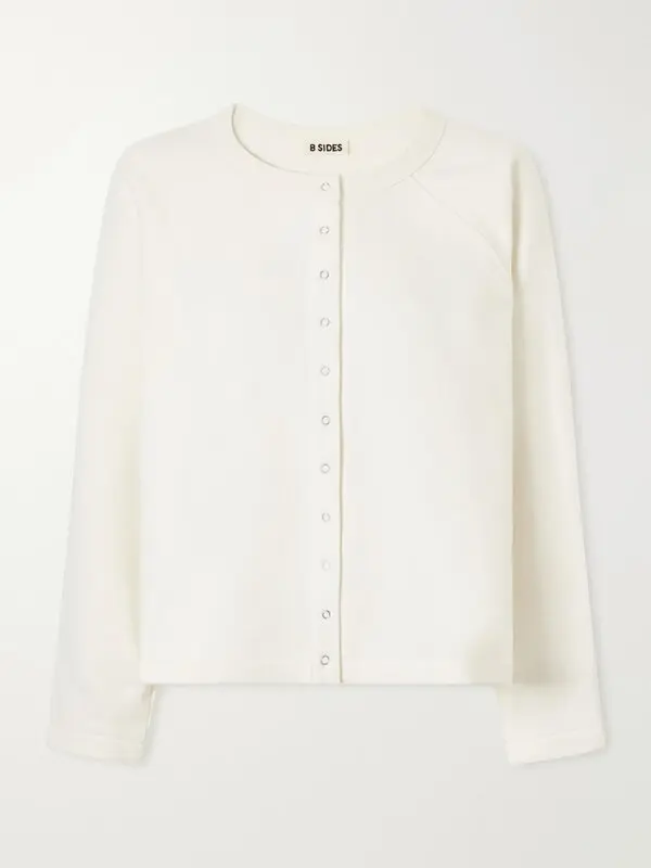 B Sides Cotton-jersey Cardigan - Neutrals