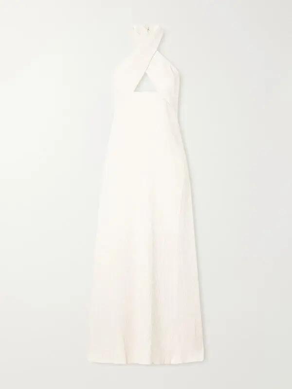 Johanna Ortiz Light Heart Gauze Halterneck Maxi Dress - Neutrals