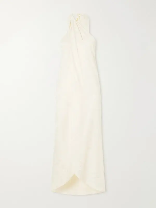 Johanna Ortiz Silent Water Satin-jacquard Tunic - Neutrals