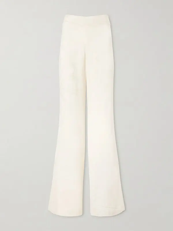 Johanna Ortiz Laidback Energy Satin-jacquard Flared Pants - Neutrals
