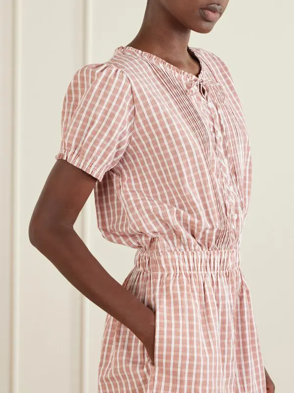 Faithfull The Brand Emilie Checked Cotton Poplin Playsuit