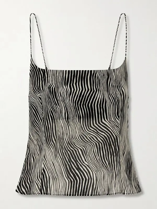 ST. AGNI Savannah Zebra-print Silk-blend Cami - Brown