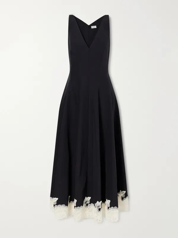 Simkhai Mira Lace-trimmed Cotton-blend Faille Maxi Dress - Black