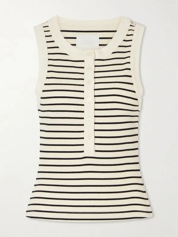 Citizens Of Humanity Caralyn Striped Ribbed Cotton-blend Tank - Neutrals