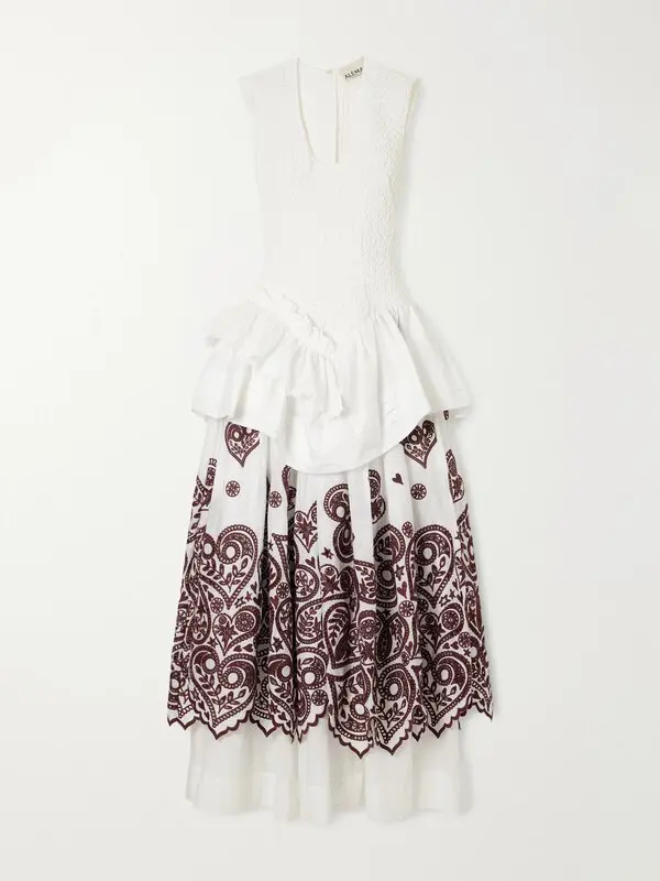 ALEMAIS Bobby Embroidered Cotton Midi Dress - Neutrals