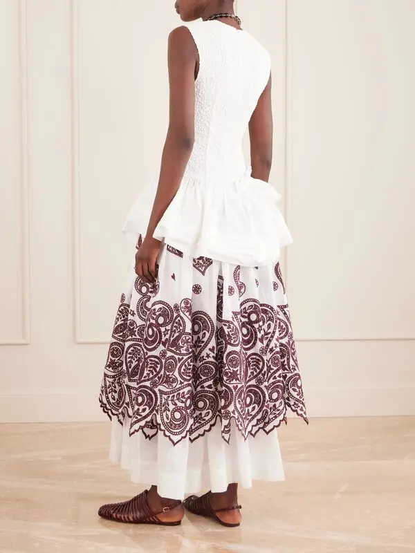 ALEMAIS Bobby Embroidered Cotton Midi Dress