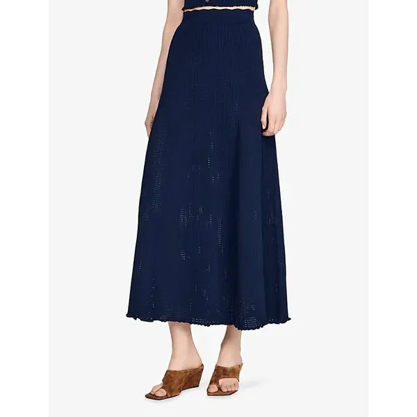 Sandro Elasticated-waist Pointelle Knitted Maxi Skirt