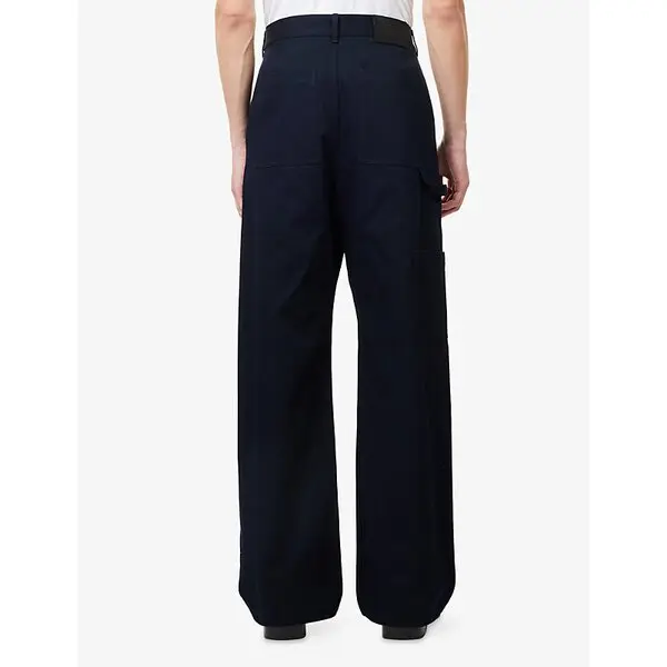 Loewe Anagram Embroidered Cotton Twill Trousers - Dark Navy