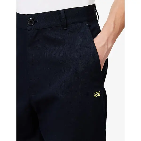 Loewe Anagram Embroidered Cotton Twill Trousers - Dark Navy