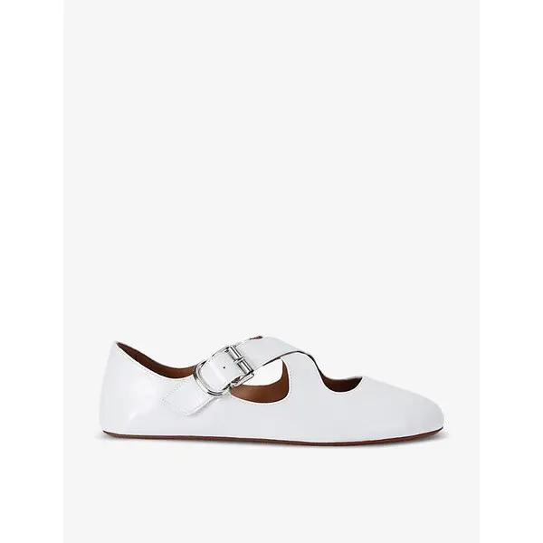 Alaïa Criss Cross Patent-leather Ballet Flats - White