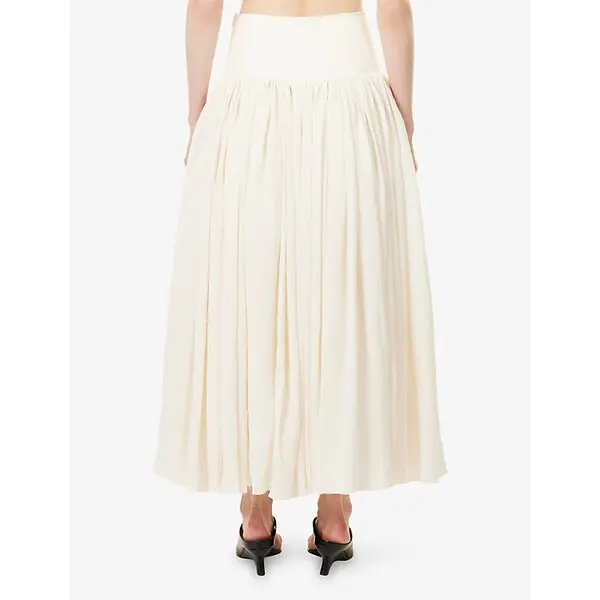 ABADIA Fitted-waist Waterfall Woven Maxi Skirt