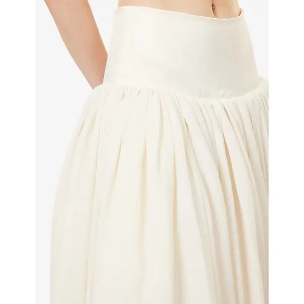 ABADIA Fitted-waist Waterfall Woven Maxi Skirt