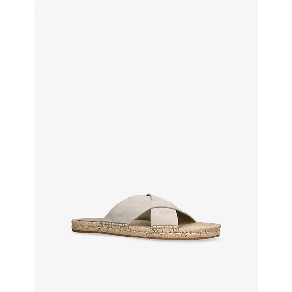 Zegna Cross-over Suede Espadrille Flat Sandals