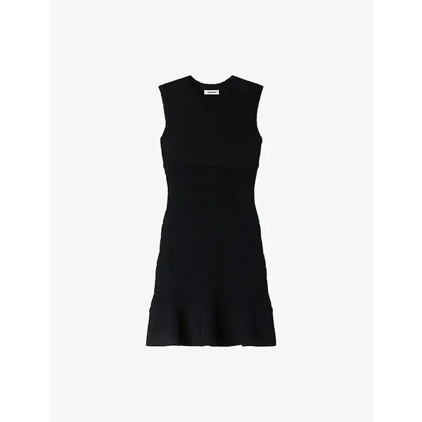 Sandro Sleeveless Slim-fit Knitted Mini Dress - Black