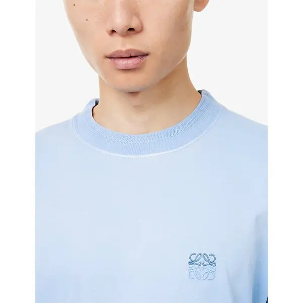 Loewe Anagram-embroidered Cotton T-shirt - Blue