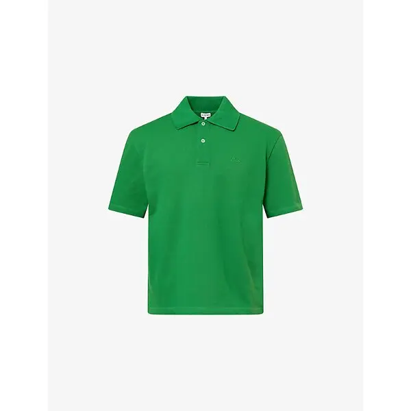 Loewe Anagram-embroidered Cotton Polo Shirt - Green