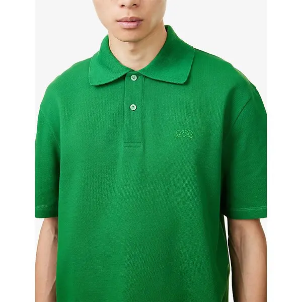 Loewe Anagram-embroidered Cotton Polo Shirt - Green