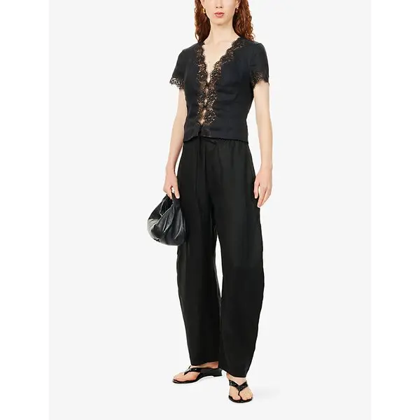 REFORMATION Brynn Lace-trim Linen Top