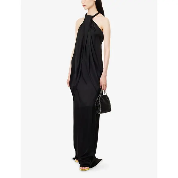 Stella McCartney High-neck Draped Satin Gown