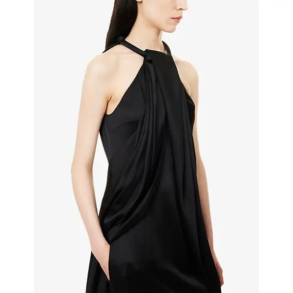 Stella McCartney High-neck Draped Satin Gown