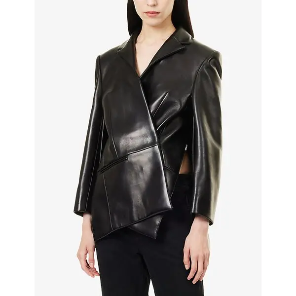 Khaite Palto Asymmetric Leather Jacket