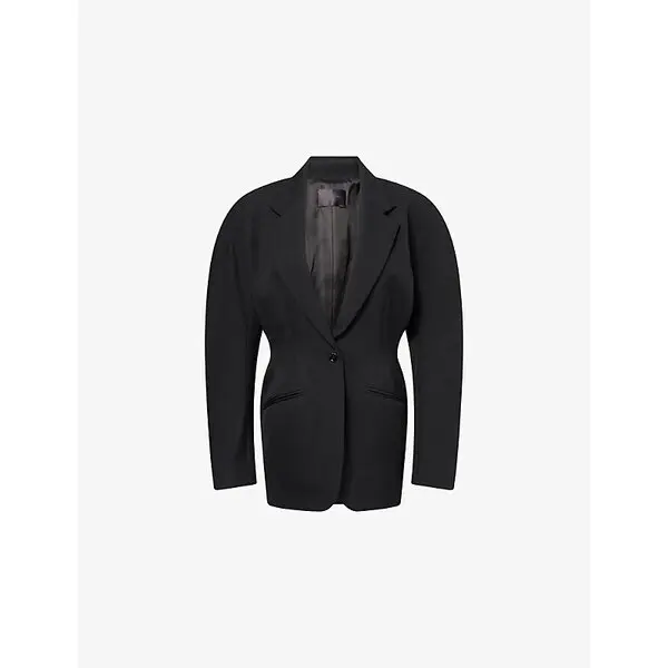MUGLER Hourglass Tailored Wool Jacket - Black