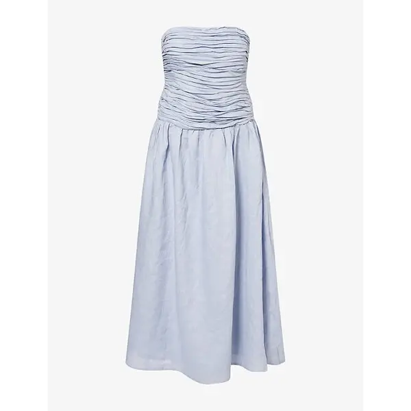 Dissh Aubriella Strapless Linen Midi Dress