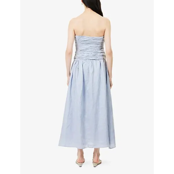 Dissh Aubriella Strapless Linen Midi Dress