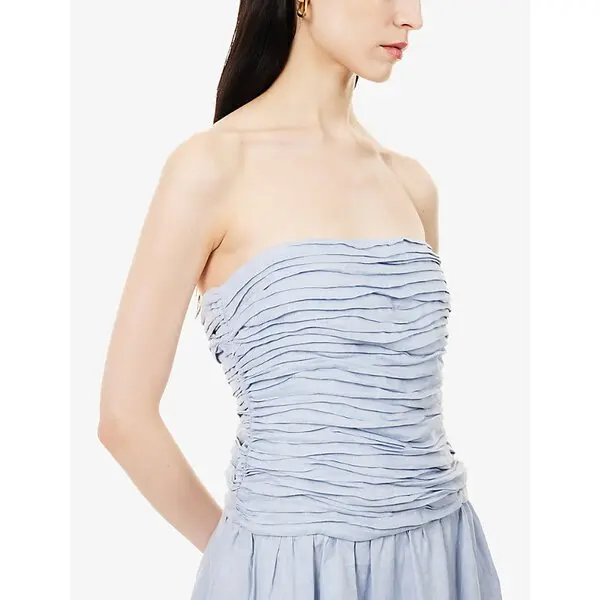 Dissh Aubriella Strapless Linen Midi Dress