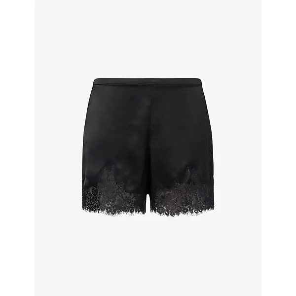 REFORMATION Fern Lace-trim Satin Shorts - Black
