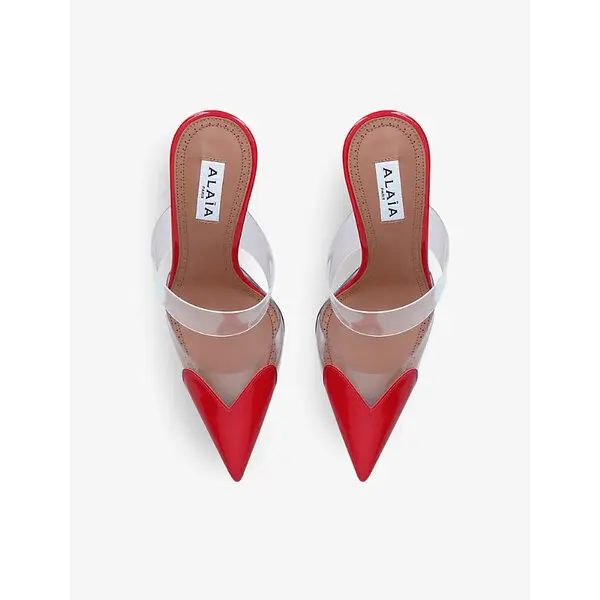 Alaïa Cœur 90 Point-toe Patent-leather Mules