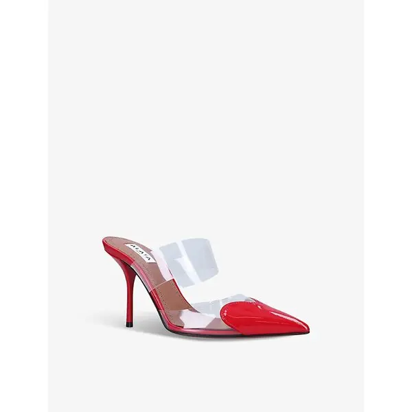 Alaïa Cœur 90 Point-toe Patent-leather Mules