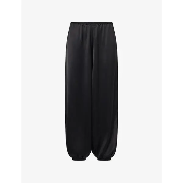 REFORMATION Aven Balloon-leg Satin Trousers - Black