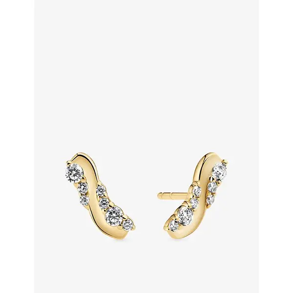 SIF JAKOBS 18ct Yellow- Plated Sterling-silver Wave Earrings With Zirconia - Gold