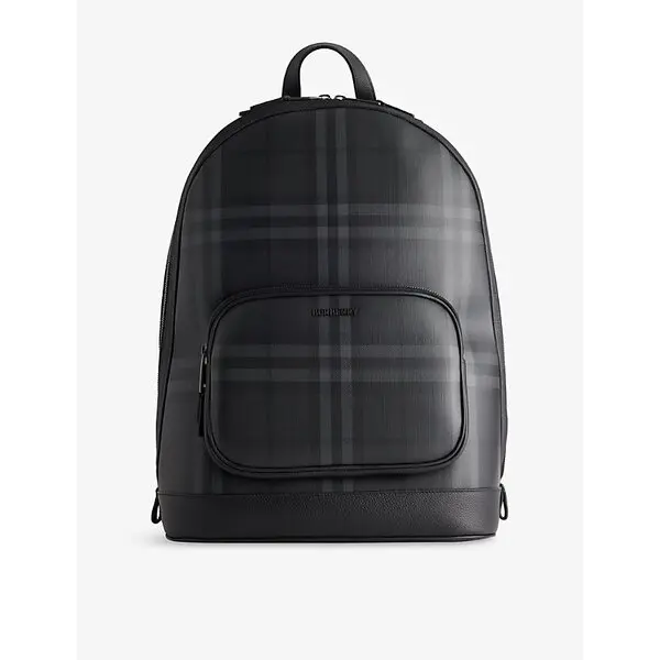 Burberry City Check Zip Coated-canvas Backpack - Iron