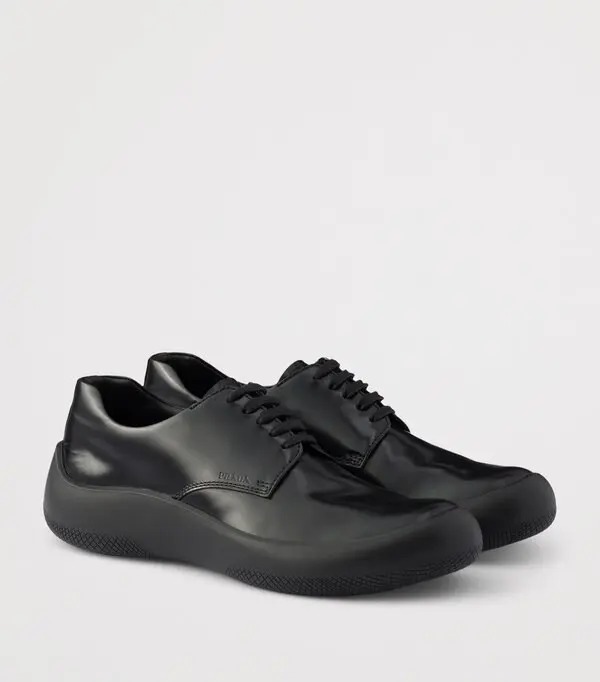 Prada Leather Logo Derby Shoes