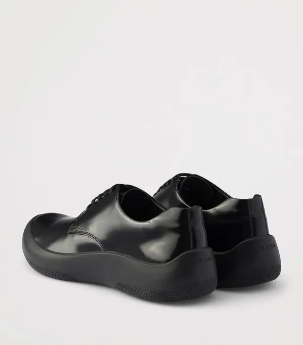 Prada Leather Logo Derby Shoes