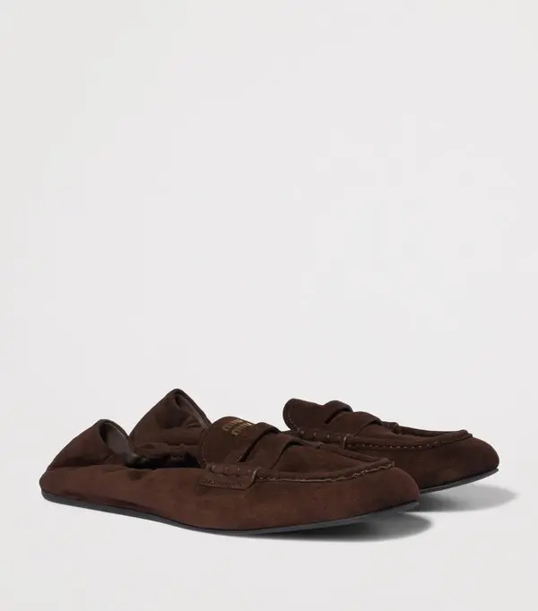 Miu Miu Suede Ruched Loafers