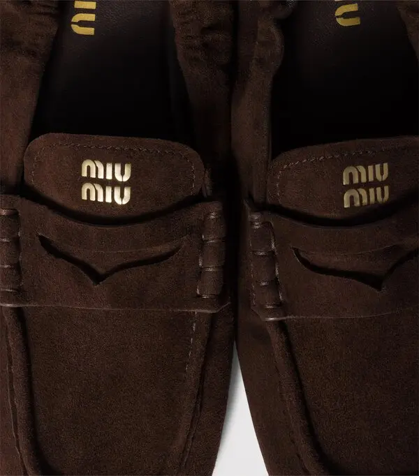 Miu Miu Suede Ruched Loafers