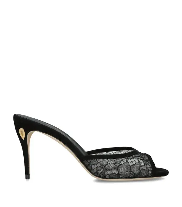 Jennifer Chamandi Lace Guido Mules 85 - Black