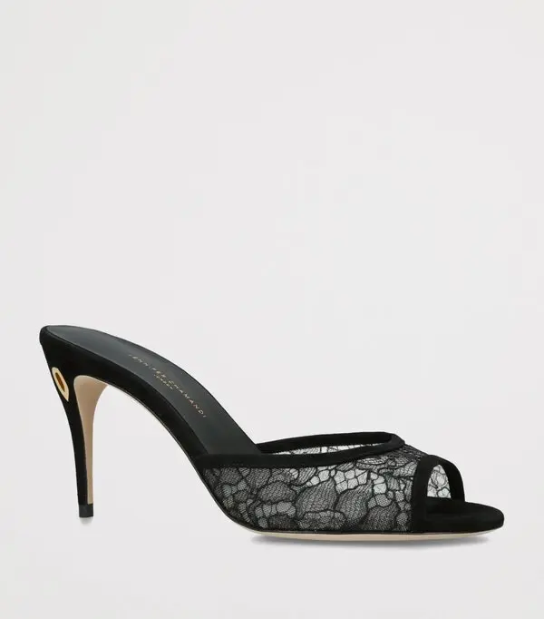 Jennifer Chamandi Lace Guido Mules 85 - Black