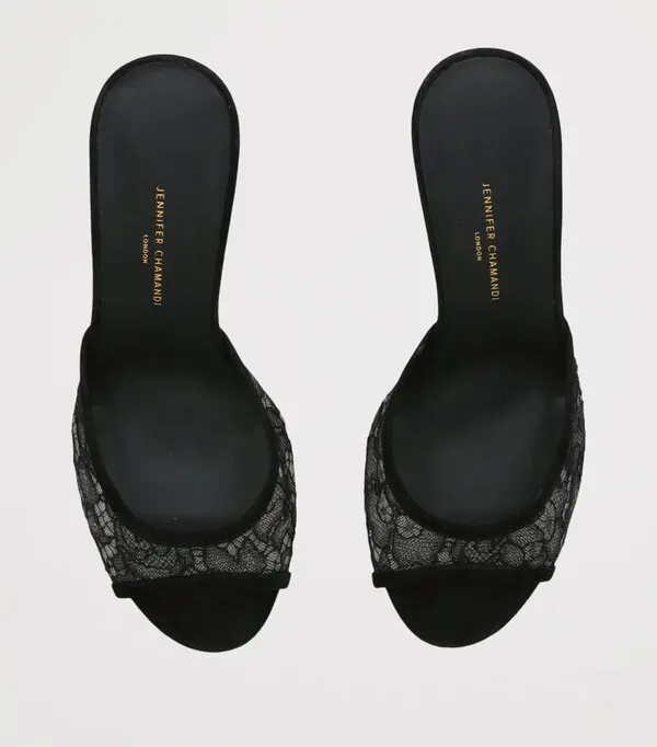 Jennifer Chamandi Lace Guido Mules 85 - Black