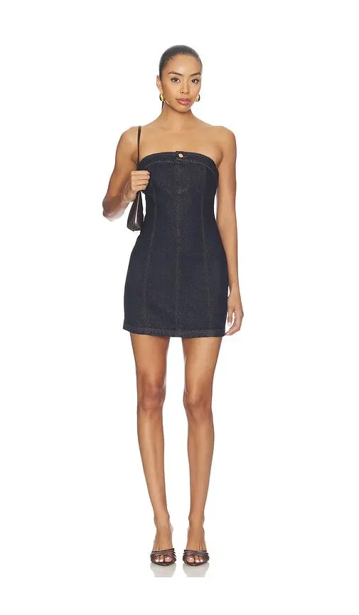 ONETEASPOON Pamela Strapless Tube Mini Denim Dress In . Also - Blue