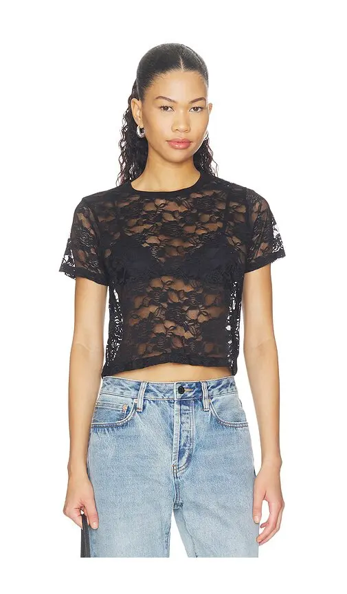 Michael Lauren Tyrique Shortsleeve Crop Baby Tee In . Also - Black