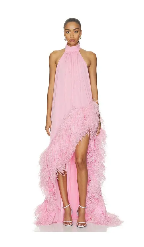 BRONX BANCO Madeline Halterneck Gown In . Also - Pink
