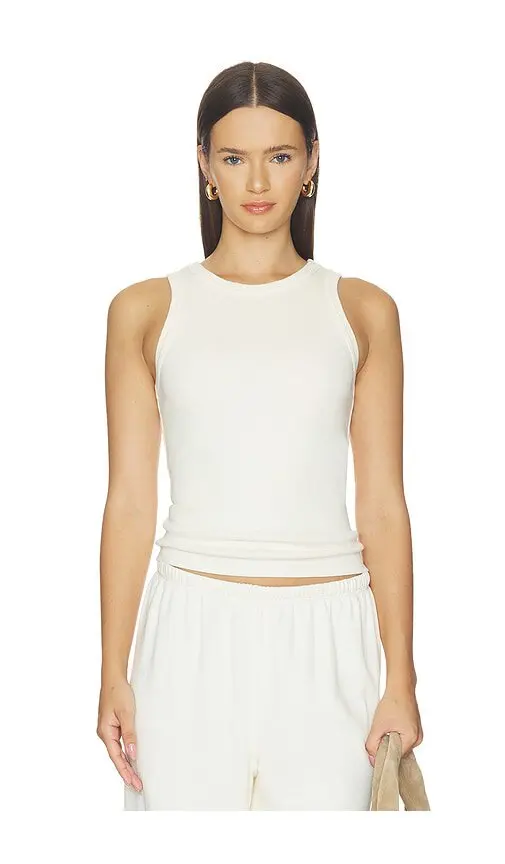 PERFECTWHITETEE Daphne Structured Rib High Neck Tank In . Also