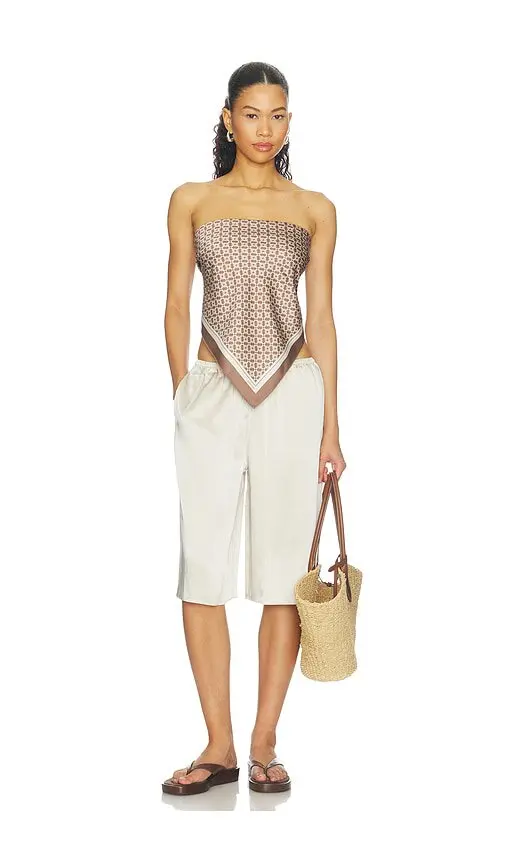 SEROYA Hark Satin Top In . Also - Brown