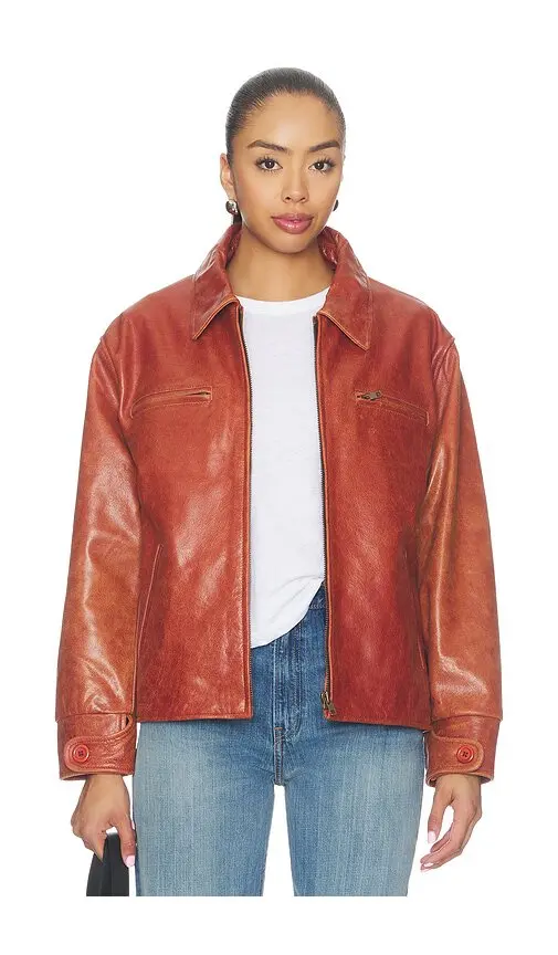FOUND Marlboro Sun Faded Leather Racer Jacket In . Also - Red