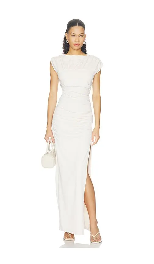 Susana Monaco Short Sleeve Gathered Slit Dress In . Also - Ivory
